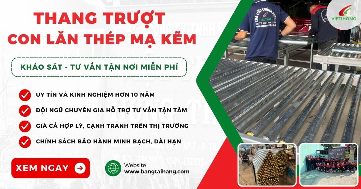 Thang Trượt Con Lăn Thép Mạ Kẽm, Chống Gỉ Sét, Giá Rẻ